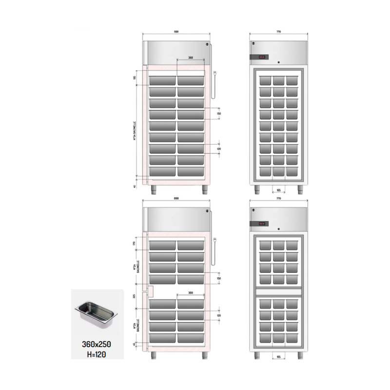 ILSA - Armoire à glaces -25°/-10°C - 700L à air - 2 portillons fermée NEOS
