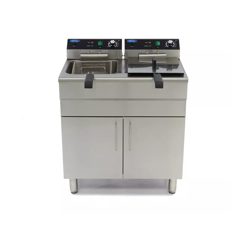 Friteuse-professionnelle-électrique-16 + 16-L-avec-Robinet-et ...